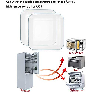 FOYO Toast Plates, Clear Square Tempered Glass Salad Dessert Plates 7 Inch, Set of 3