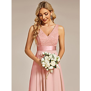 Ever-Pretty Women's Deep V-Neck A Line Sleeveless Summer Dance Party Dresses Pink US12