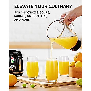 Sangcon 800W Blender for Shakes and Smoothies with 57 Oz Glass Jar & 10 Oz Grinding Cup, Smoothie Blenders and Food Processor Combo for Kitchen with 2 Speeds + Pulse, 6 Fins Blade & Grinding Blade