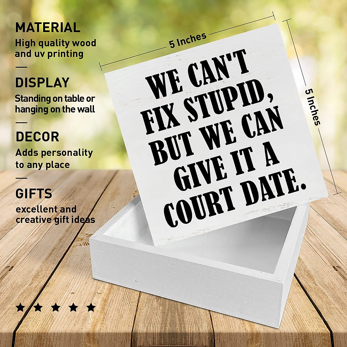 Lawyer Gifts for Men Women, Law Student School Graduation Gifts, Lawyer Retirement Birthday Christmas Gifts, Thank You Appreciation Gifts for Lawyer, A Court Date, Wooden Box Sign Office Desk Decor