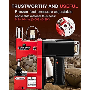 Spolehli Bag Sewing Machine Bag Sealing Machine Bag Closer Bag Closing Machine Bag Stitching Machine Industrial Sewing Machine Bag Sealer Sealing Machine for Sack Woven Kraft Kraft Paper Bag Sealing 110v US plug with CE (Red)