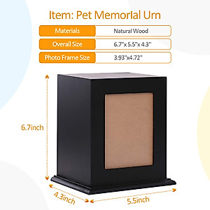 BRKURLEG Pet Wood Memorial Urn for Ashes,Photo Frame Keepsake Box for Cats Dogs,Funerary Caskets Supplies Burly Wood Cremation Urns with Acrylic Glass Photo Protector for Pet Lovers
