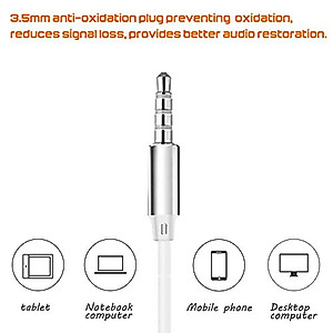 2 Packs Earbud Headphones with Remote & Microphone and Case, findTop Earphone Stereo Noise Isolating Tangle Free for iOS and Android, Fits All 3.5mm Interface Device- Black & White