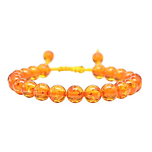 Amber Gemstone Crystal Bracelet for Men Women, Manmade Stretchable Stress Relief Bracelet Pulseras Para Hombres Mujer Stocking Stuffers (Pack of 1, 8mm Healing Stone Beads)