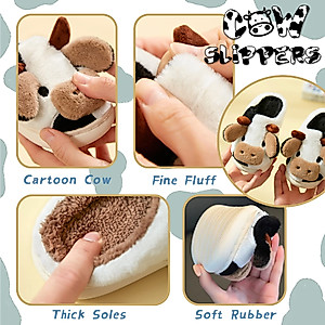 sharllen Toddler Cartoon Cow Cotton Slippers,Girls Boys Cute Indoor Outdoor Plush Animal Cow Shoes Cozy Soft Warm Fluffy Slip-on Home Cow Slipper for Little Kids