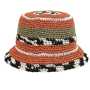 Handmade Crochet Bucket Hat Colorful Beanie Hat Wide Brim Fisherman Cap for Outdoor Summer Camping Climbing Hiking Multicoloured