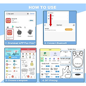 Portable Pocket Printer, Mini Bluetooth Thermal Mobile Printers with 10 Rolls Printing Paper and 5 Colored Pens Compatible with Android iOS, Inkless Printing Gift for Study Office Receipt Photo Notes