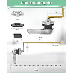 Universal Toilet Bowl Flush Handle Replacement Kit Side Mount, Toilet Repair Kit Inside Tank Chain Flusher Handle Lever Replacement Parts Compatible with American Standard Mansfield Kohler TOTO Eljer