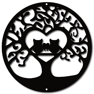 CREATCABIN Metal Wall Art Ornaments Owl Decor Wall Hanging Plaques Iron Wall Art Sculpture Sign for Indoor Outdoor Home Living Room Kitchen Garden Office Decoration Black 11.8inch