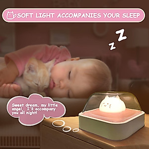AVSMGP Nursery Night Light, Baby Night Light for Breastfeeding and Sleep Aid, Portable Battery Powered Bedside Nightlight, Touch Control Dimmable Nursery Lamp, Cute Cat Gifts for Cat Lovers,Pink