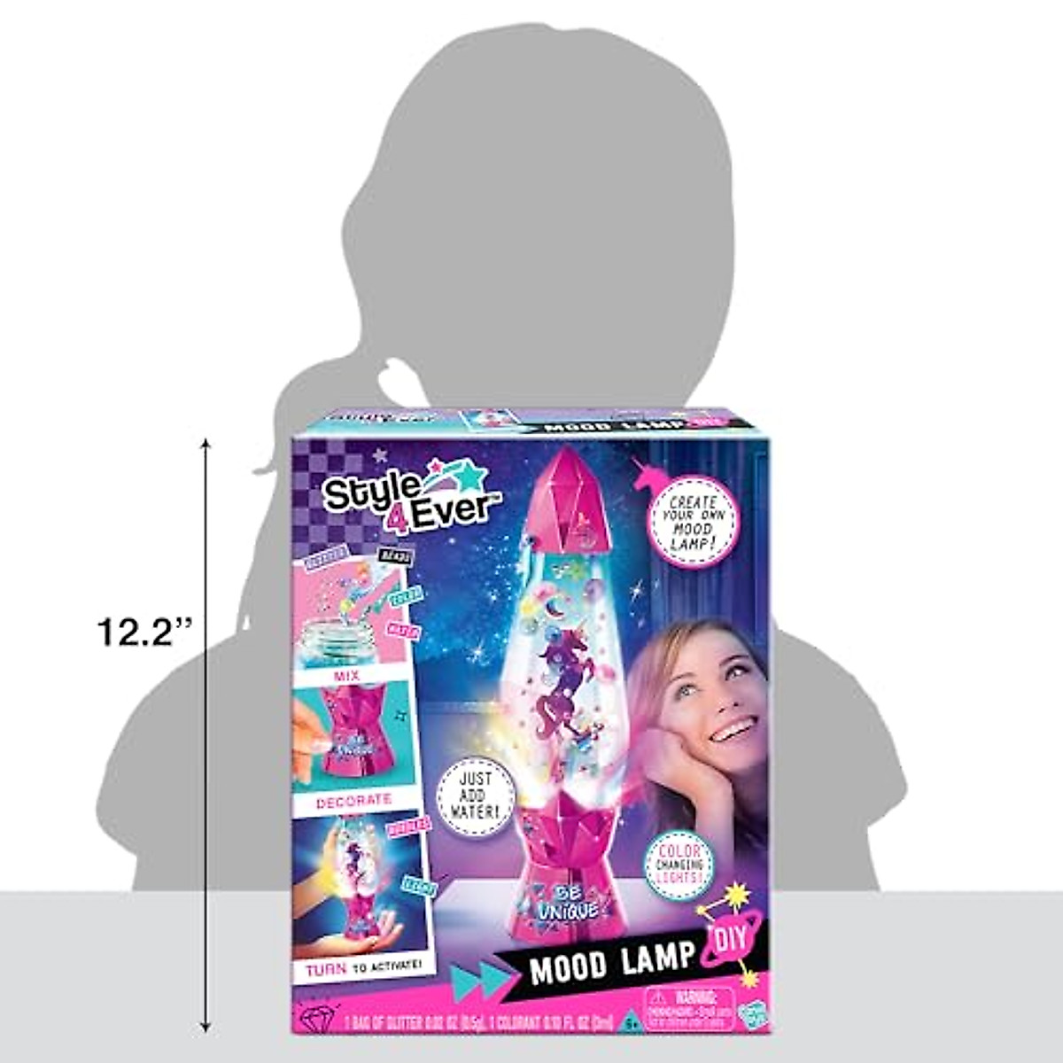 Canal Toys Style 4 Ever DIY Mood Lamp - Customizable Bubble Lamp with Color-Changing LED Lights, Glittery Bubbles, and Swirling Beads. Ages 6+