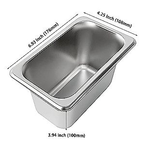 UEJYWUY 8 Pack 1/9 Size Steam Table Pan, 4 Inch Deep Anti Jam Stainless Steel Steam Table Hotel Pan, Commercial Half Size Steam Table Food Pans for Restaurants, Cafeteria, Hotels, Kitchen, Catering