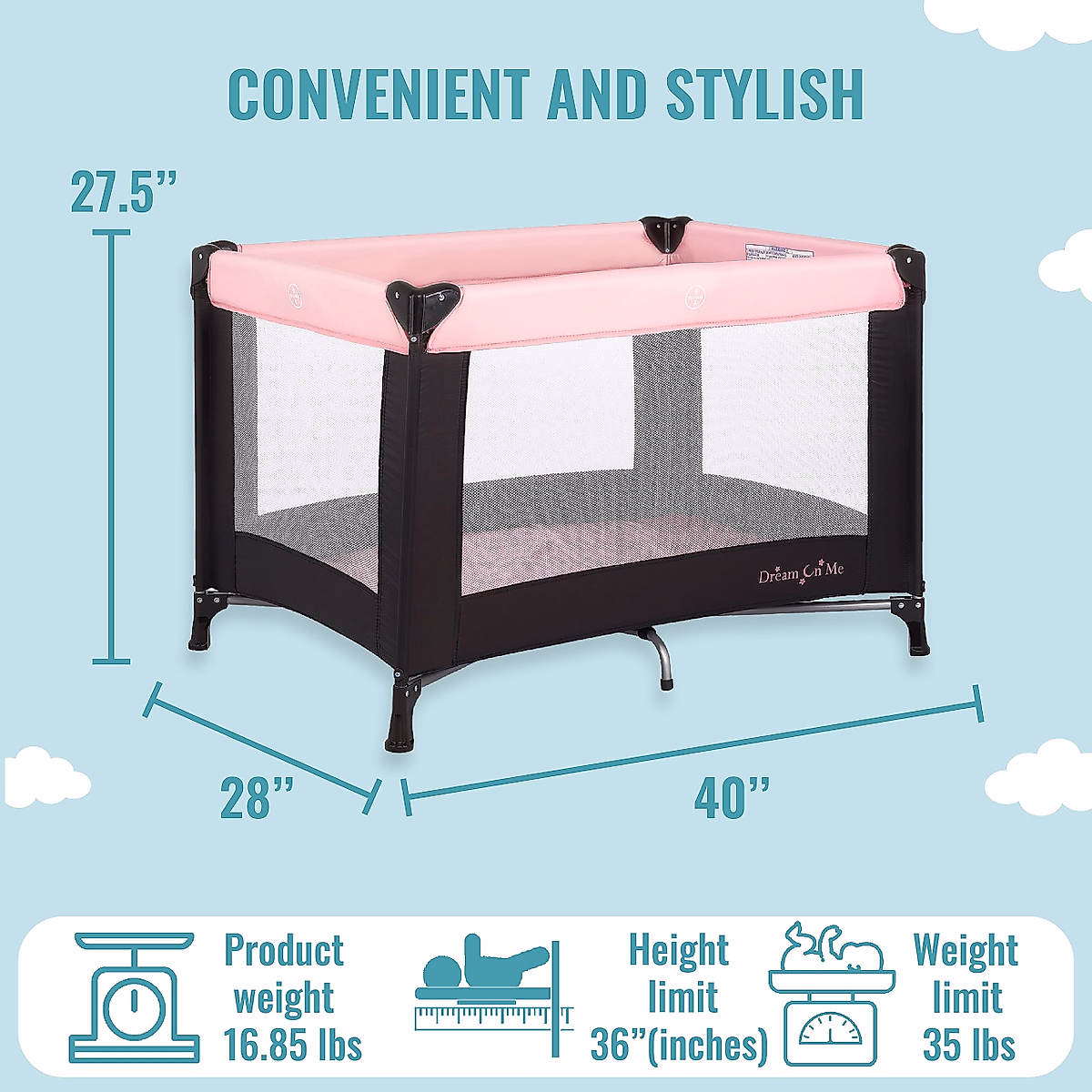 Dream On Me Nest Portable Play Yard in Onyx