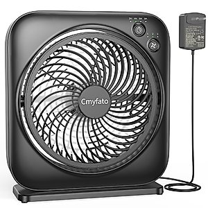 Cmyfato Window Fan,Small Box Fan with 3 Powerful Speed & 4 Timer Setting,12 inch Portable Table fan, 60° Pivoting Quiet Square DC Fan for Home Office Bedroom Bathroom Kitchen