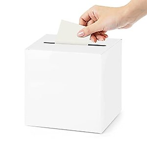 Fowecelt White Card Box Wedding Favors Post Box Cardboard Card Receiving Money Box for Wedding Reception Anniversary Birthday Graduation Table Centerpiece Decorations