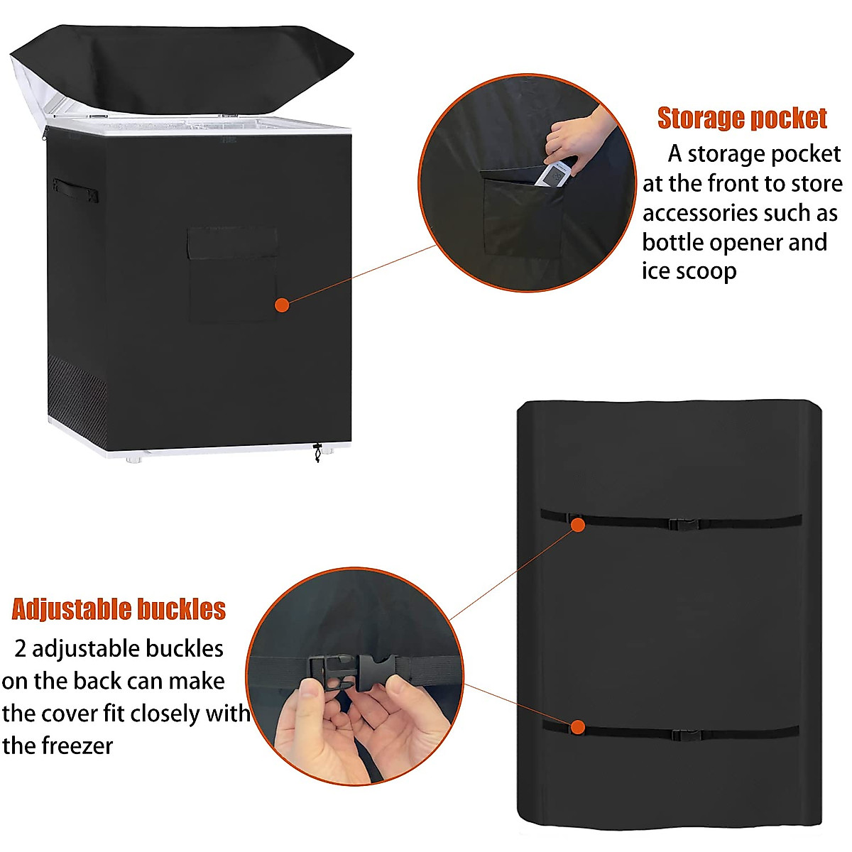 Dalema Chest Freezer Cover Waterproof,Deep Freezer Covers for Outside,Outdoor Chest Freezer Covers for Outside 5.0 Cubic Feet Freezer,Top with Zipper to Open(28"L x 23"W x 34"H,Black).
