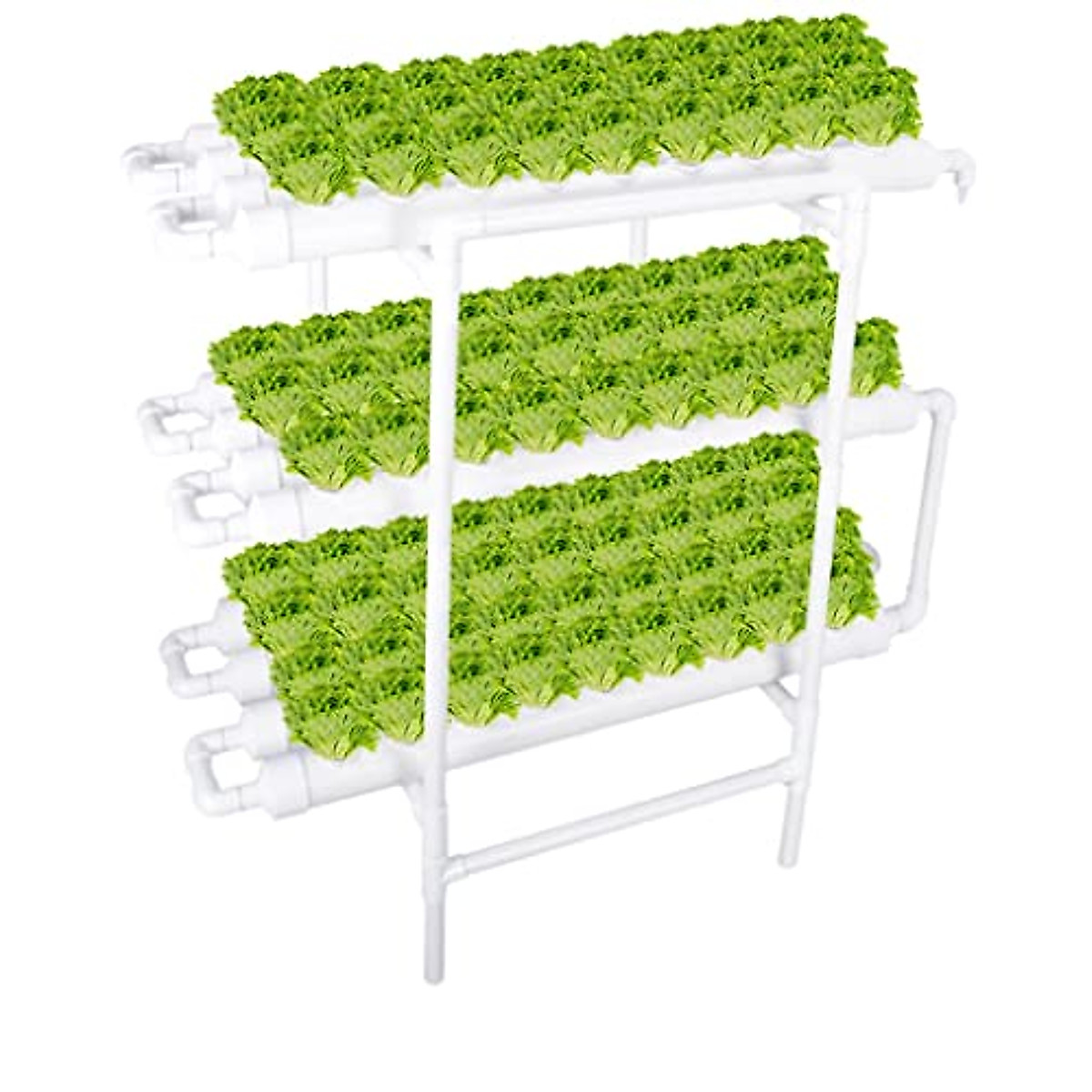 LAPOND Hydroponic Grow Kit, Hydroponics Growing System 3 Layers 108 Plant Sites Food-Grade PVC-U Pipes Hydroponic Planting Equipment with Water Pump, Pump Timer for Leafy Vegetables