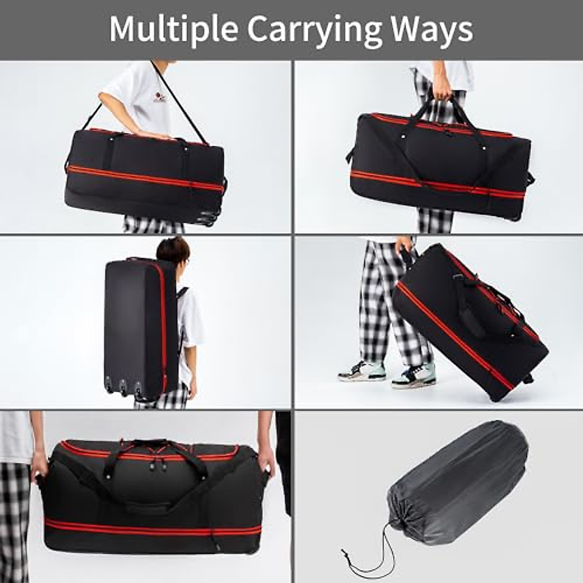 Vomgomfom 25'' 100L Expandable Rolling Duffle Bag with 3 Wheels,Foldable Travel Duffel Bag with Storage Bag