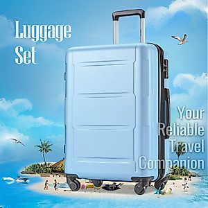 Merax Luggage Sets 2 piece Carry on Luggage Suitcase Sets of 2, Hard Case Luggage Expandable with Spinner Wheels (Baby Blue 2-Piece (20/28))