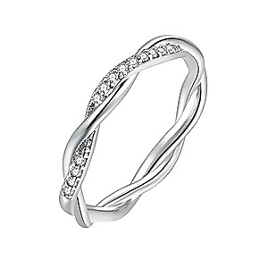 Zirconia Stones Stainless Steel Promise Ring Simple Thin Band Dainty Gold Eternity Rings Simple Smooth Stainless Steel Ring Mother's Day Birthday Gifts Rings for Women Wife