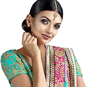 Indian Forehead Traditional Gold Plated Handmade Maang Tika Party Dance Hair Headpiece For Women Girls - Duel On Jewel