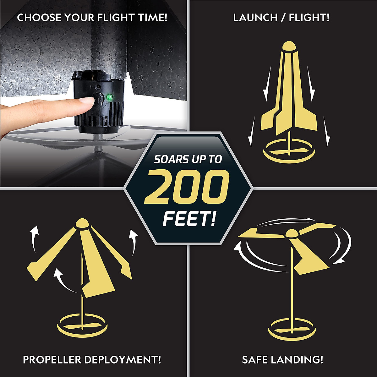 NATIONAL GEOGRAPHIC Rocket Launcher for Kids – Patent-Pending Motorized Air Rocket Toy, Launch up to 200 ft. with Safe Landing, Kids Outdoor Toys & Model Rockets, Gifts for Boys and Girls, Space Toys