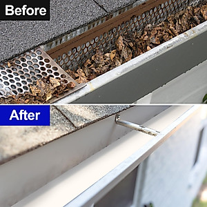 Layhit Gutter Cleaning Brush Extendable Guard Cleaner Tool with 6 Pcs Aluminum Extension Pole Long Splicing Gutter Cleaning Tools from the Ground for Easy Removing Leaves and Debris Cleaner (Blue)