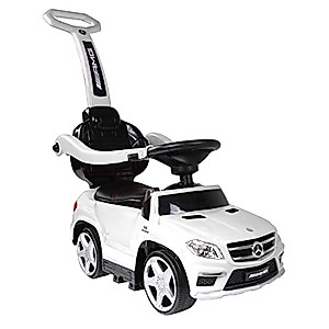 Best Ride On Cars 4 in 1 Mercedes Battery Powered Push Car, White, Large