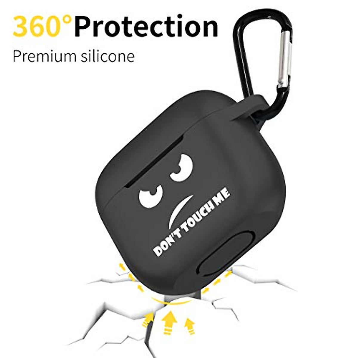 Airpods 3 Case Cover 2021,CACOE Silicone Case Cover for AirPods 3rd Generation,Black Protective Skin AirPod 3 Gen Cases Shockproof Air Pod Cute Funny Print Accessories with Keychain