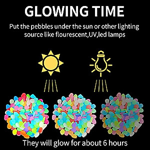 350 PCS Luminous Stones – Mixed Color Glow Rocks Decorations DIY Decorative Pebbles for Aquarium Fish Tank Sidewalk Garden Path Patio Terrace Lawn Yard Ornaments Colorful Cobbles Decor FD05MX350