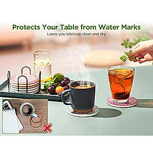 InnoGear Coasters, Coasters for Drinks Absorbent Ceramic Coasters for Coffee Table Wooden Table Cork Coasters Heat-Resistant Reusable Drink Coaster, Gift for Birthday Housewarming Kitchen Bar