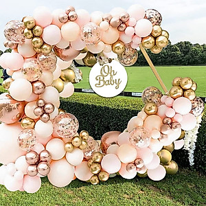 Rose Gold Balloons Garland Arch Kit, Rose Gold Confetti Gold Metallic Balloons, Macaron Orange Birthday Party Balloons for Baby Shower, Bridal Shower, Wedding, Birthday, Anniversary