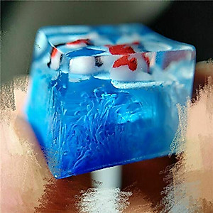 Resin Keycaps, Handmade Resin Keycap Koi Fish Backlit Resin Spacebar Keycap for Cherry MX RGB Switch Gaming Mechanical Keyboards DIY Replace