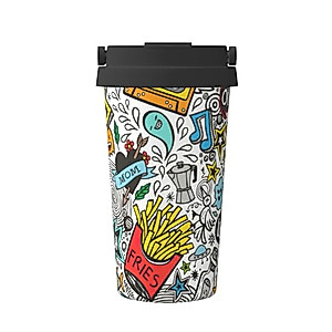 WANGXUEE comic art Print 500ml Stainless Steel Travel Tumbler Double Wall Vacuum Insulated Coffee Mug