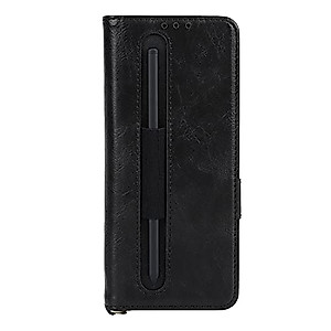EAXER for Samsung Galaxy Z Fold 3 5G Luxury Leather Wallet Case Cover with S Pen Slot PU Leather Flip Folio Case with Card Slots RFID Blocking Kickstand Phone Cover for Z Fold3 5G (2021) - Black