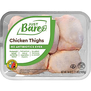 Just Bare® All Natural Fresh Chicken Thighs | Family Pack | No Antibiotics Ever | Bone-In | 2.25 LB