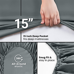 Utopia Bedding Queen Fitted Sheet - Bottom Sheet - Deep Pocket - Soft Microfiber -Shrinkage and Fade Resistant-Easy Care -1 Fitted Sheet Only (Grey)