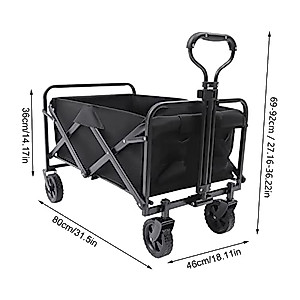 Collapsible Folding Outdoor Utility Wagon, Heavy Duty Foldable Camping Cart, Garden Tool Collection Utility Trolley with Adjustable Handle & Mesh Cup Holder for Garden Camping Picnic