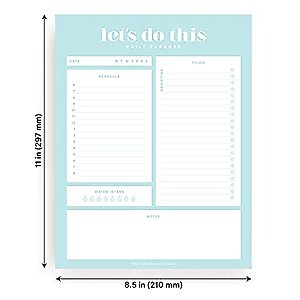 Bliss Collections Daily Planner, Let's Do This, Daily Notepad with Undated Sheets, Helps Organize and Track Health, Productivity, Appointments, Tasks and Goals, 8.5"x11" Tear-Off Sheets (50 Sheets)