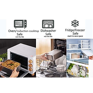 GRFELI Stainless Steel Food Container with Lid, 3-Piece Food Storage Container, Meal Prep Container, Ice Cream Container, Refrigerator Freezer Safe, Dishwasher/Oven Safe (Lid Not Included)