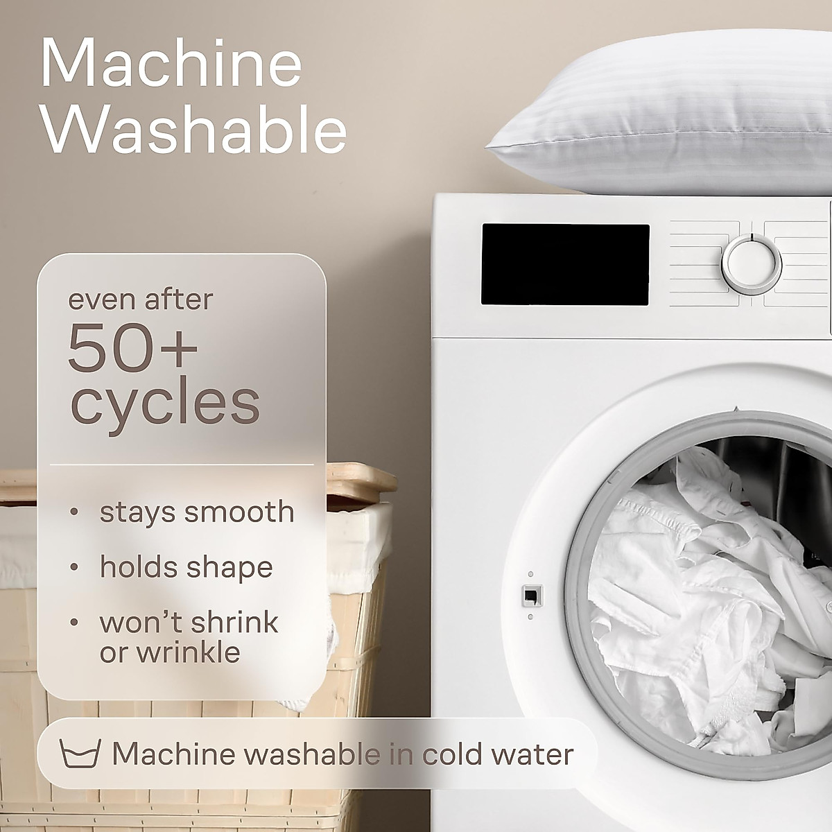 Niagara Sleep Solution 4Pack Pillow Protectors Standard 20x26 Inches Cotton Sateen Blend Tight Weave Size High Thread Count Zippered White Hotel Quality Non Noisy