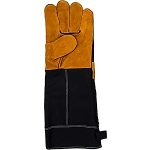 Burch Barrel Stockman's Leather Grill Gloves with Extra Long Thick Cuffs | Our Grilling Gloves are Made with 100% Genuine Leather and Heat Resistant Fabrics | Designed with Slicing and Dicing in Mind