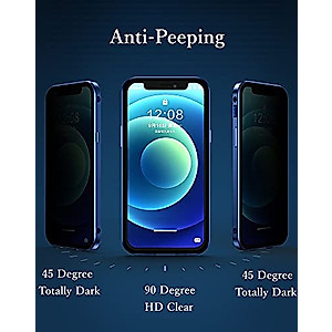 Disonbeir Lockable iPhone 12 Pro Max Anti-Peeping Case with Camera Lens Protector Privacy Screen Protector Strap Hole Aluminum Alloy Metal Bumper Case Double Lock Glass Case Cover (12ProMax, Blue)