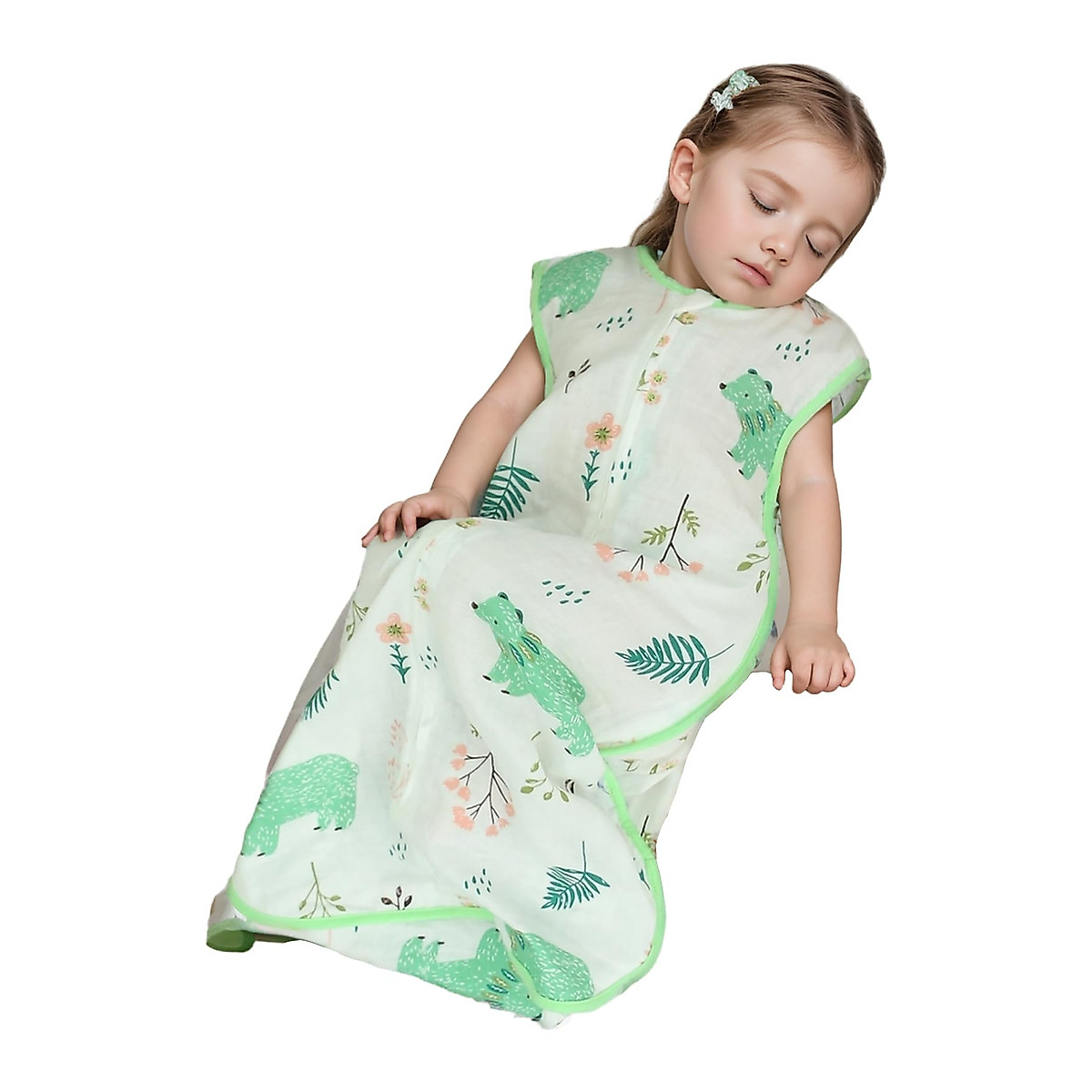 Toddler Sleeping Sack Muslin Cotton ( 3-5 Years) Lightweight 0.5 Tog Baby Sleeping Bag Infant Wearable Blanket XL (2-4 T) Summer Thin Sleeveless Kids Sleeper Large soft Breathable Sleep Suit Bag