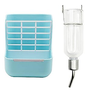 Blue Color Rabbit Feeders and Waterers, 180ml Bunny Water Bottles Dispenser for Small Animal Supplies Guinea Pig Hamsters (Blue)