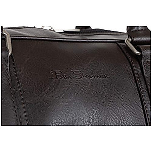Ben Sherman 20" Travel Vegan Leather Weekender Carry-On Duffel Luggage/Gym Bag, Brown