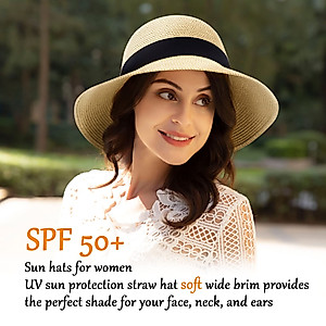 Straw Hat for Women Sun Hat Crushable Summer Hats for Women Beach Hat Womens Straw Hat Ponytail Sun Protection Hat Rolled Straw Hat Womens Hats,Natural