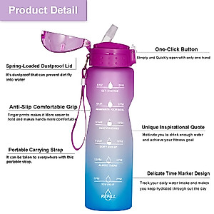 NOOFORMER 24oz / 32oz Motivational Water Bottle with Time Marker & Straw- Water Tracker Bottle Leakproof BPA Free for Fitness Sports Outdoors and Office