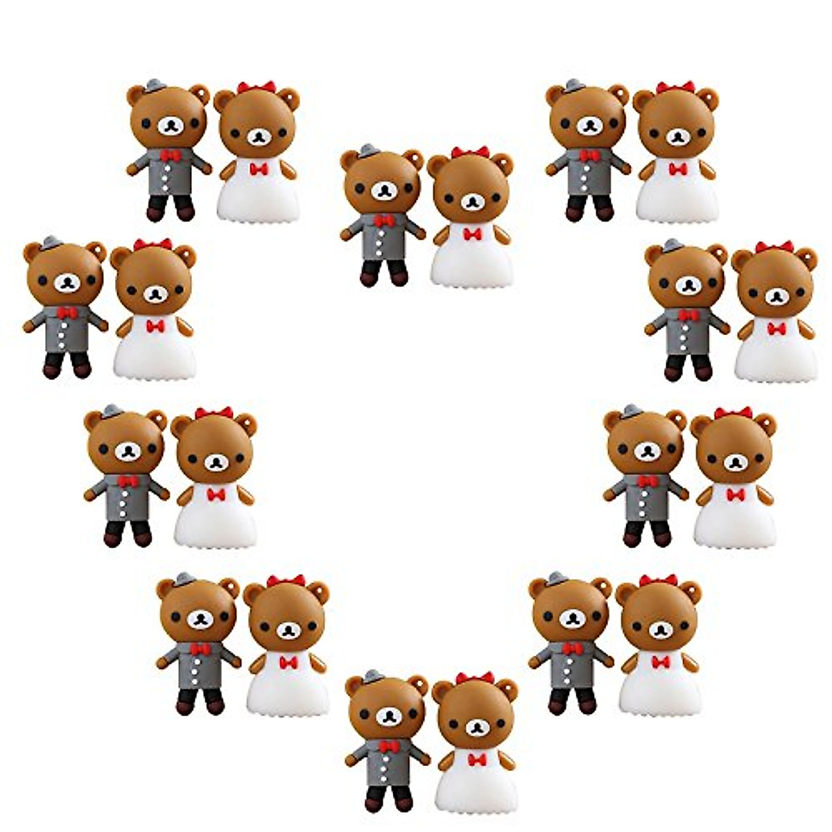 A Plus+ 10 Pairs Thumb Drive 16GB Wedding Bear USB Flash Drive Cute Bear USB Stick 16GB for Wedding