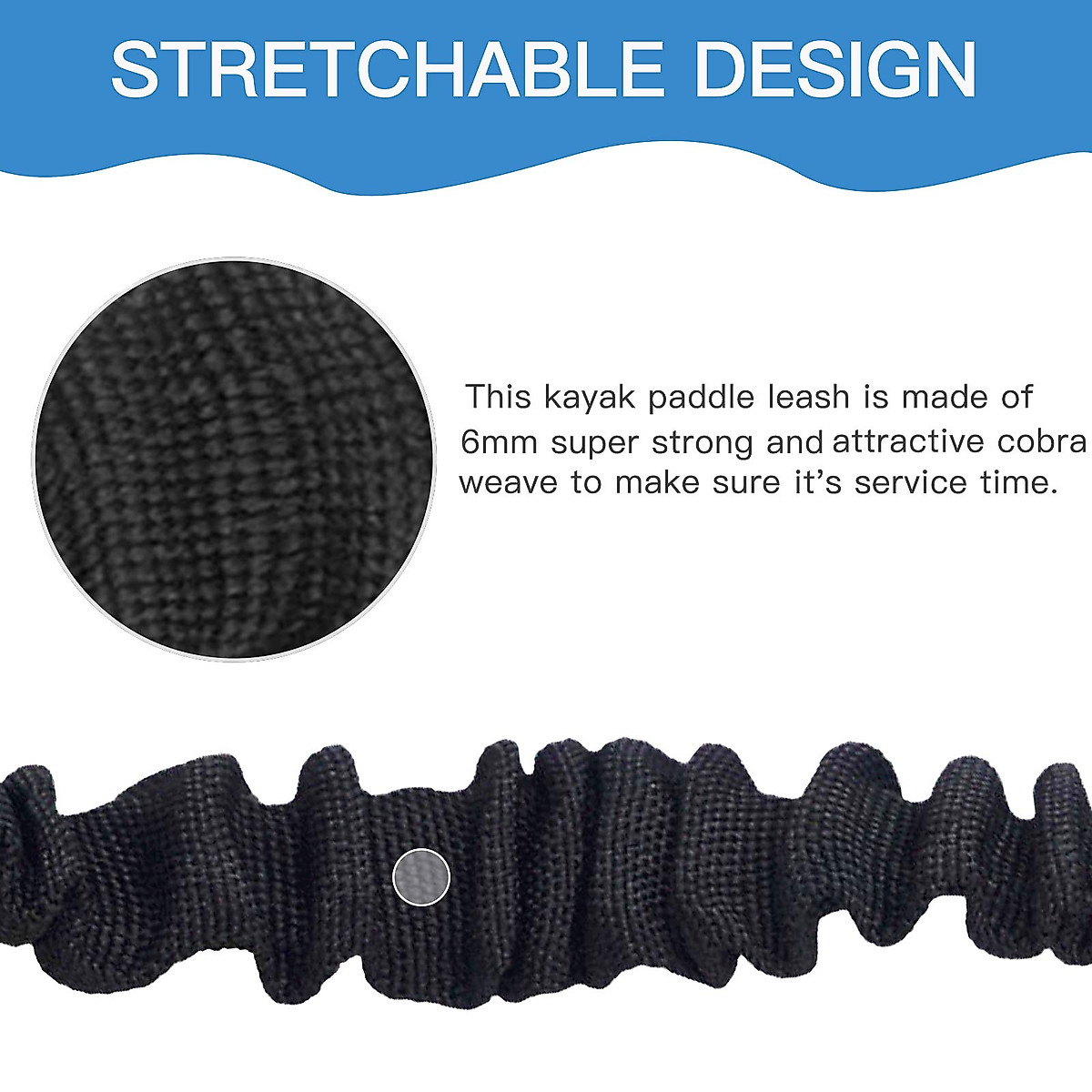 SUKIA Kayak Paddles Leash 2 Pack Black Kayaking Equipment with Quick Release Paddle Holder Clip D-Shape Carabiner Stretchable SUP Paddle Board Accessories Fishing Rod Leash Kit (Black x 2 Pack)